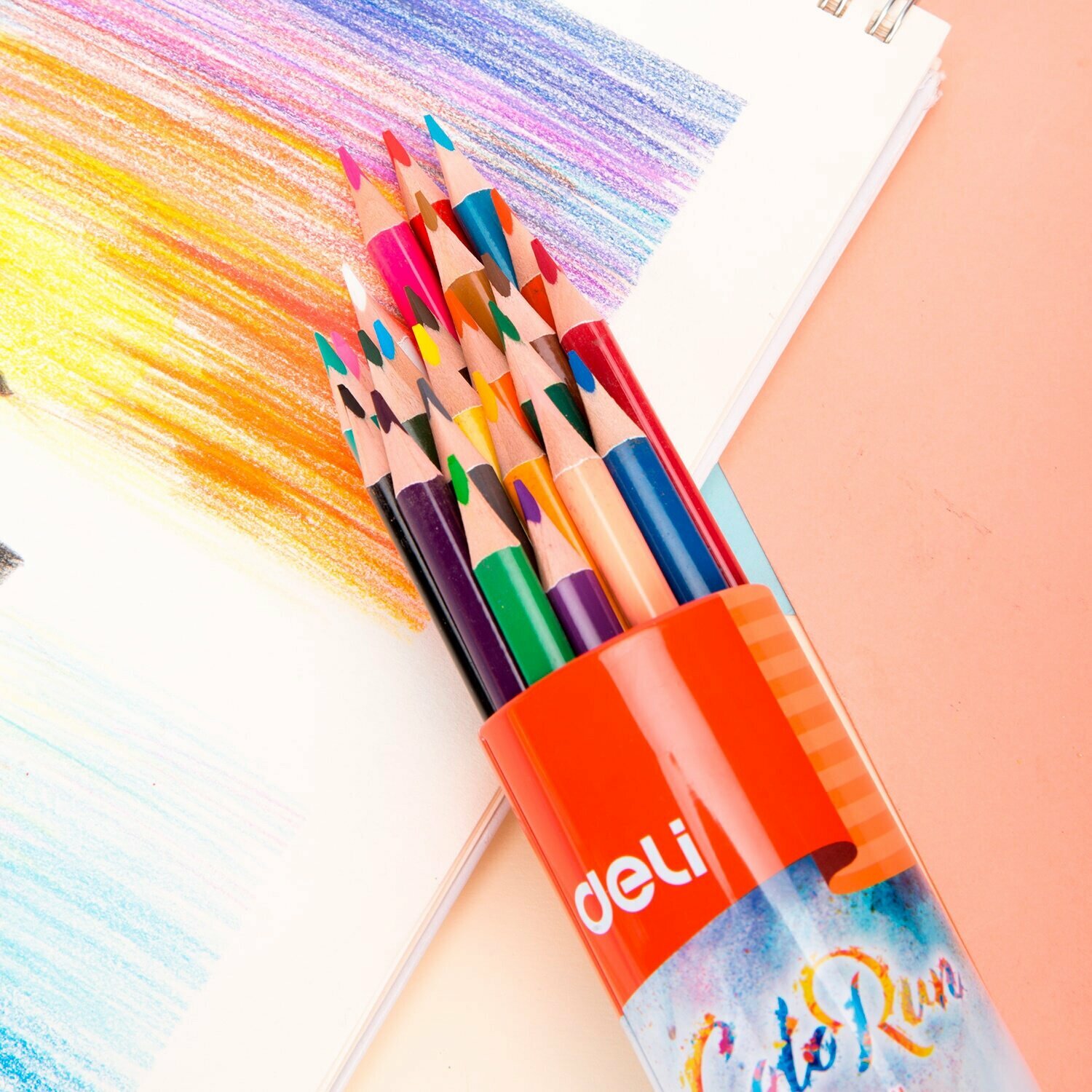 Цветные карандаши Deli ColoRun, трехгранные, в тубусе, 36 шт, HB