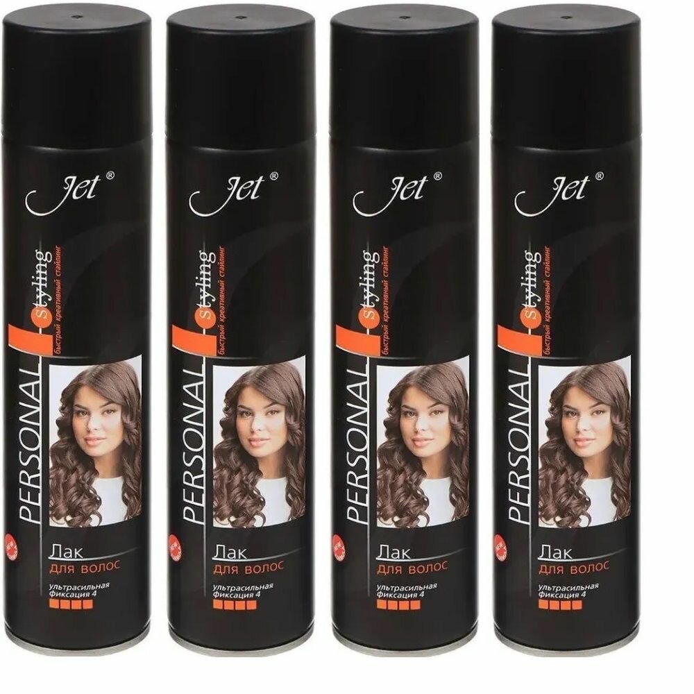 Лак для укладки волос Jet, Объем и Стойкость, 190 мл, 4шт