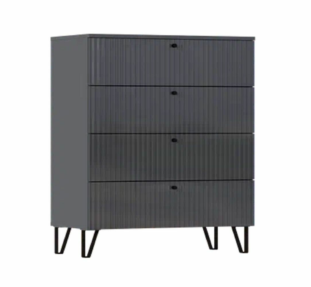 Оливия Комод 4-ящ Графит Глянец, Графит