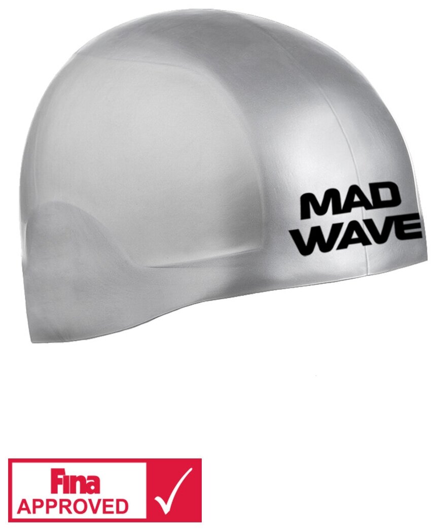 Силиконовая шапочка Mad Wave R-CAP FINA Approved - Серебристый, L