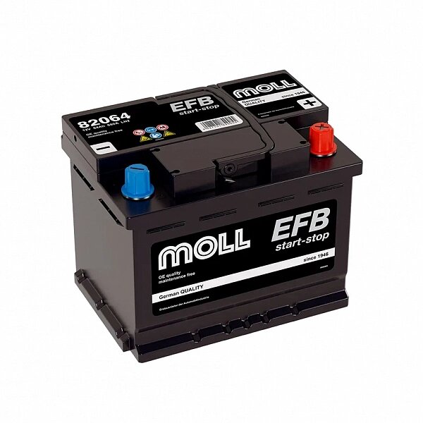 Аккумулятор автомобильный MOLL EFB 64.0 Ah 620 A ОП (242x175x190) (L2.0 82064) 242x175x190