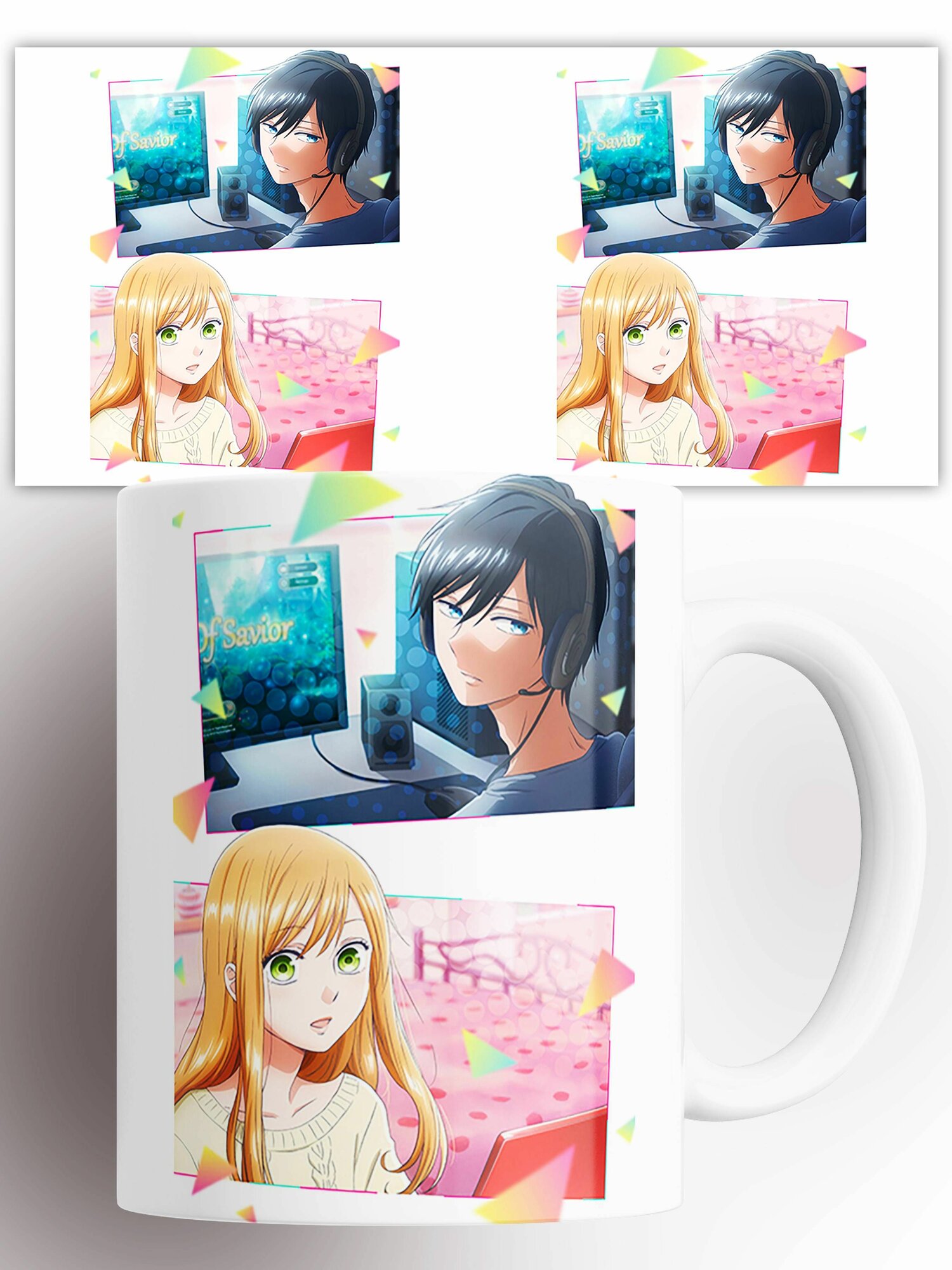 Кружка аниме Моя любовь 999 уровня к Ямаде Yamada-kun to Lv999 no Koi wo Suru Аканэ и Ямада 330 мл