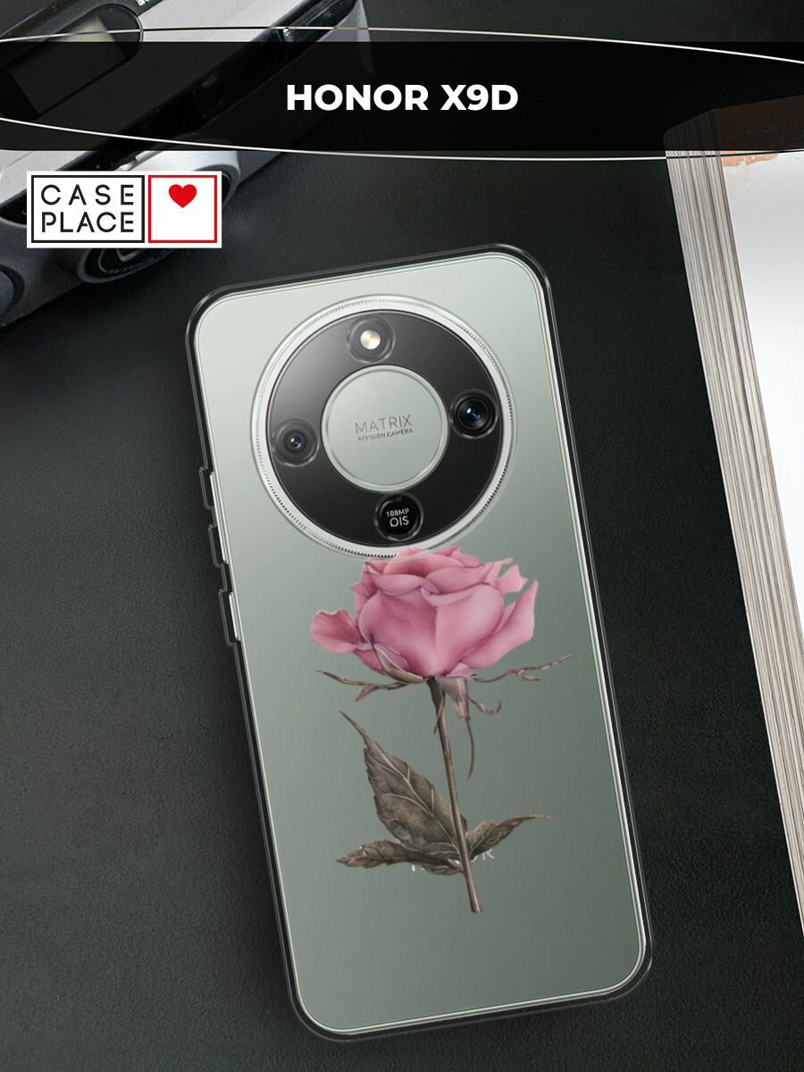 Чехол на Honor X9d / Хонор X9d с принтом "Меланхоличная роза", прозрачный