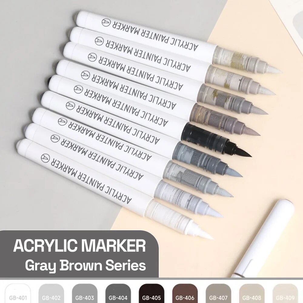 Акриловые маркеры Gray Brown Series, 9 цветов