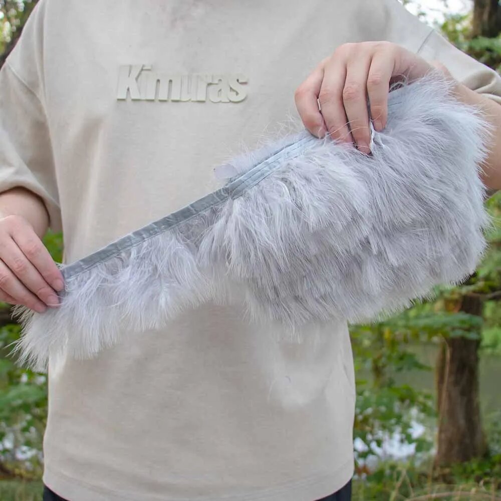 Перья индюка Marabou, бахрома серая, 1 метр