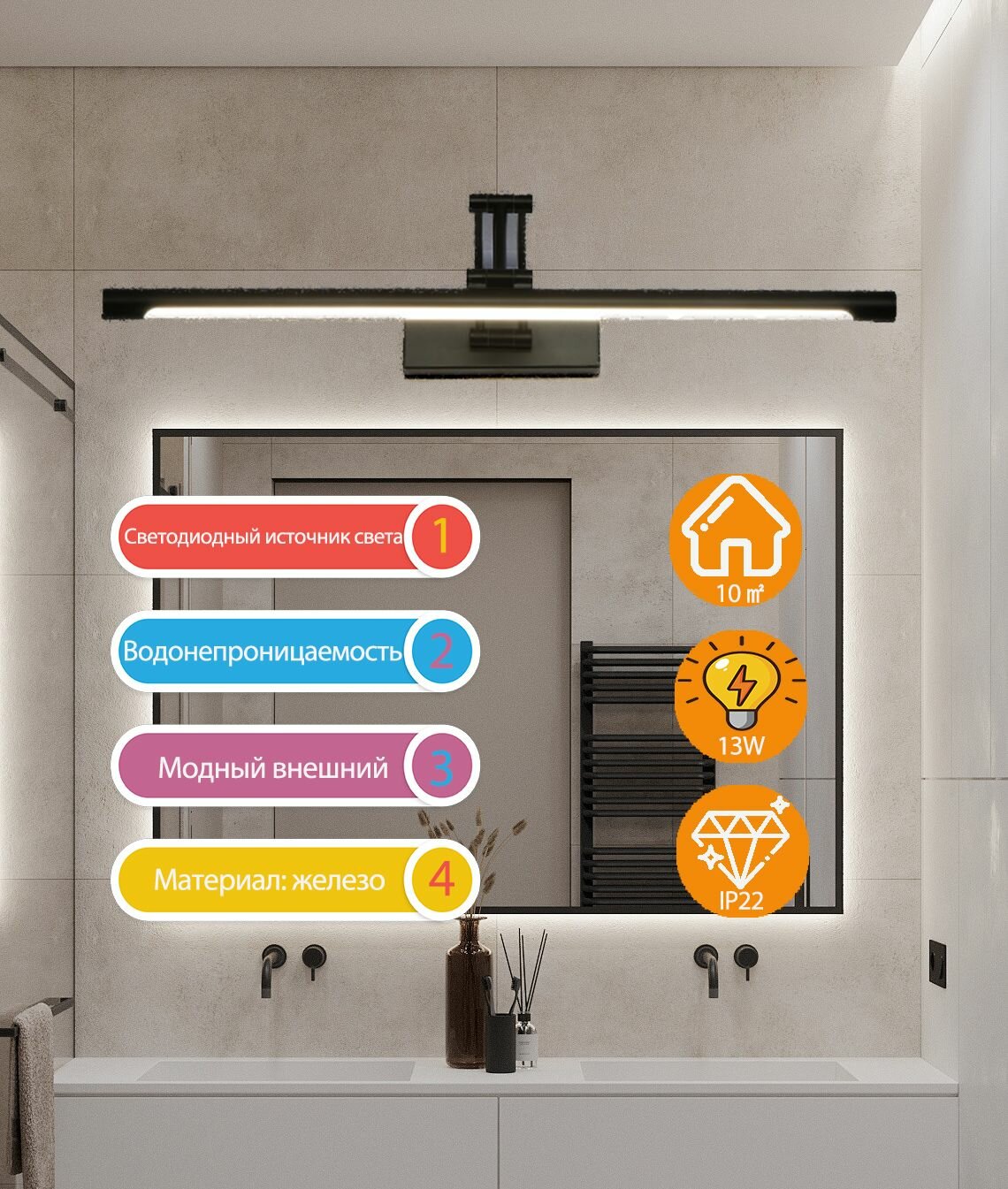 550 мм, новый стиль, складная, простая и стильная светодиодная зеркальная фара для ванной комнаты