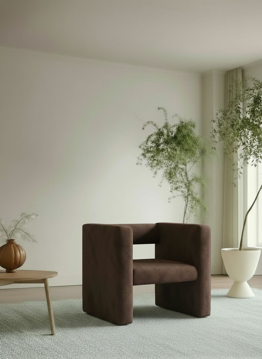 Кресло Бета с подлокотниками коричневый велюр в офис, дом, салон красоты, прихожую, гостиную, зону ожидания.