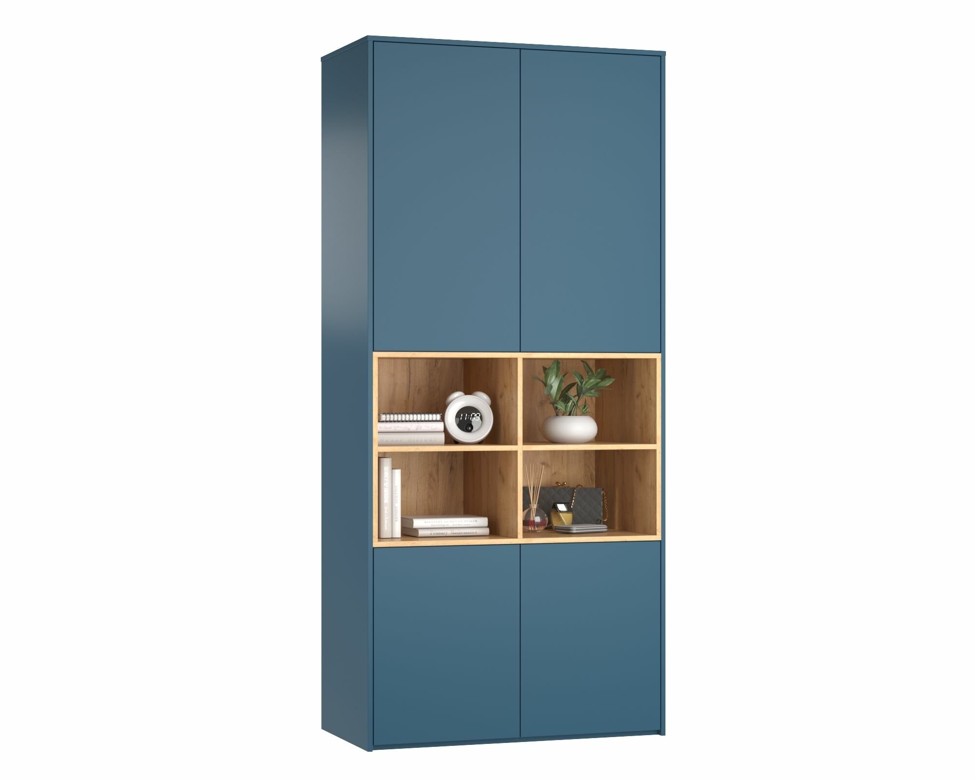 Шкаф распашной для одежды "Рокки 9" 100х220х52 Альби Полуночно-синий / Дуб крафт золотой
