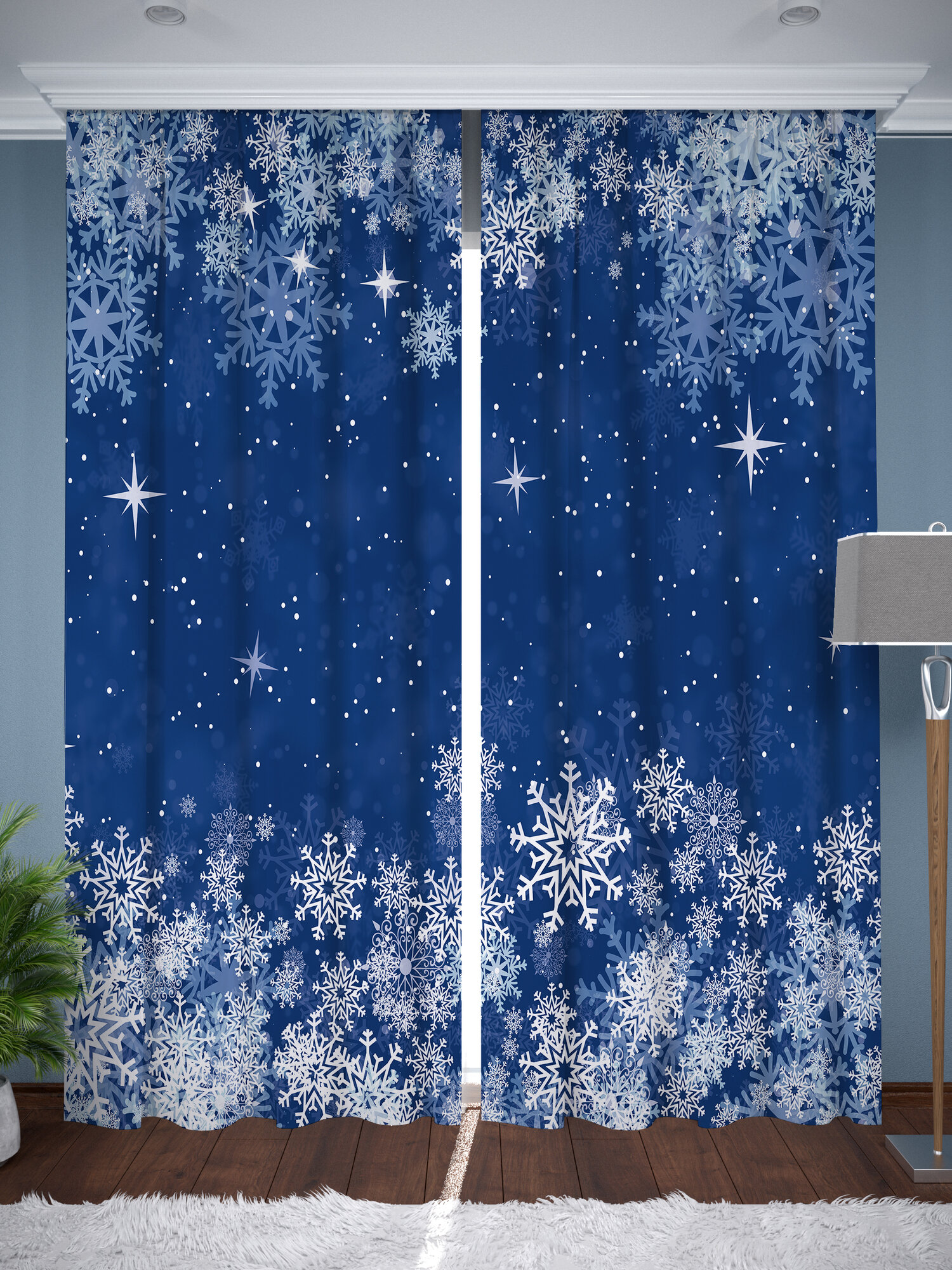 Фотошторы Homepick новогодние, шторы для гостиной в спальню 290х265