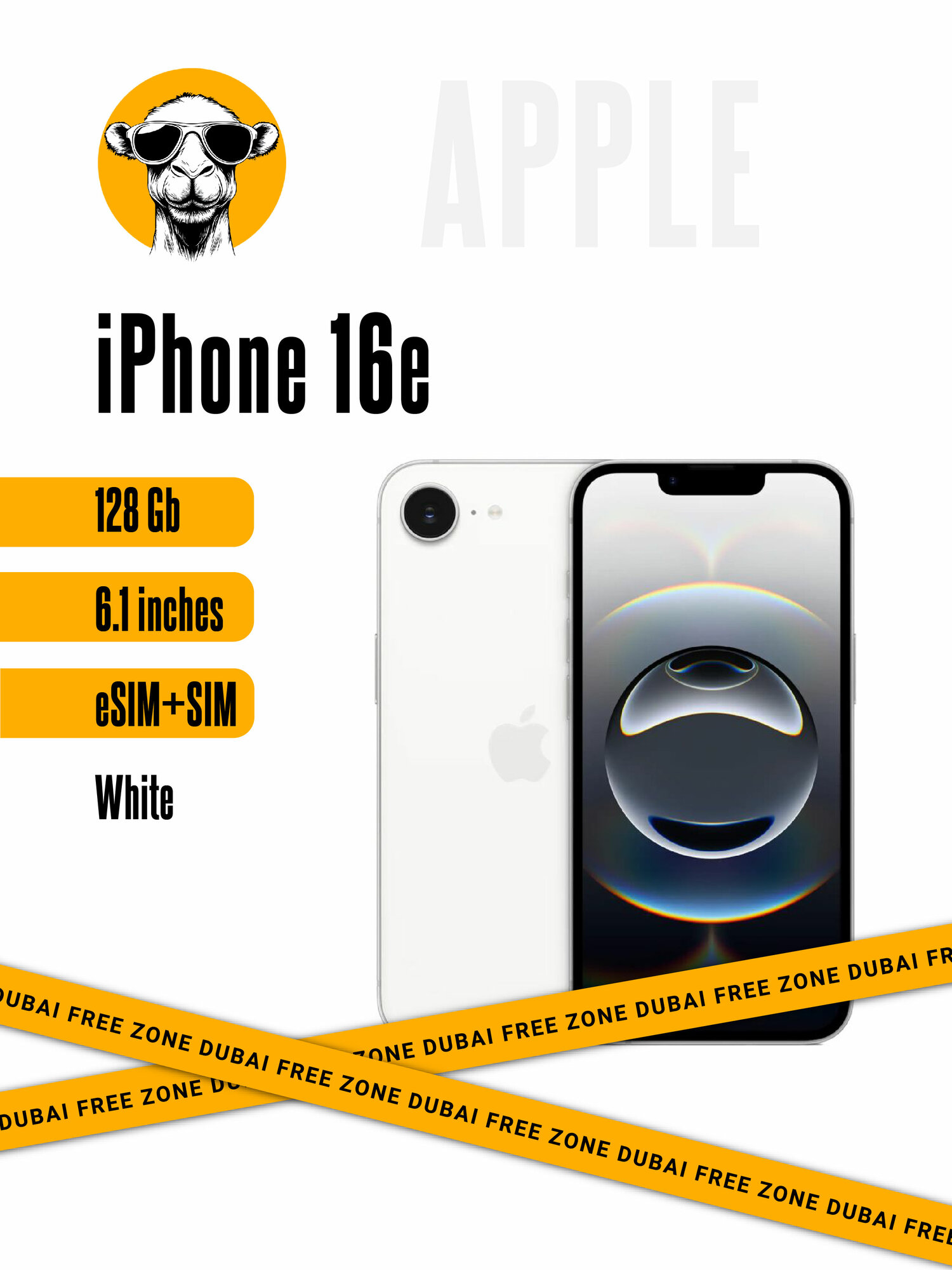 Смартфон iPhone 16e 128GB White Sim+E-Sim