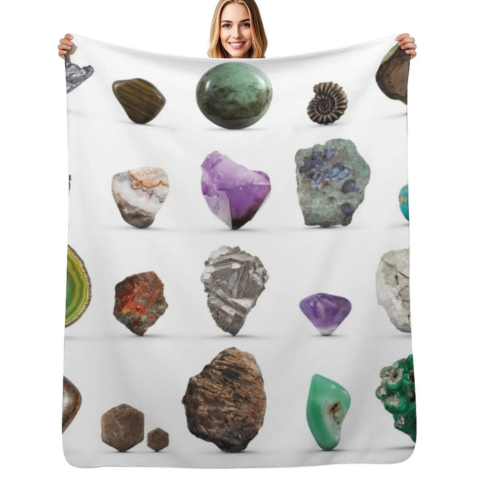 Одеяло с драгоценными камнями, камнями, минералами и кристаллами, мягкие клетчатые фланелевые одеяла для детских одеял