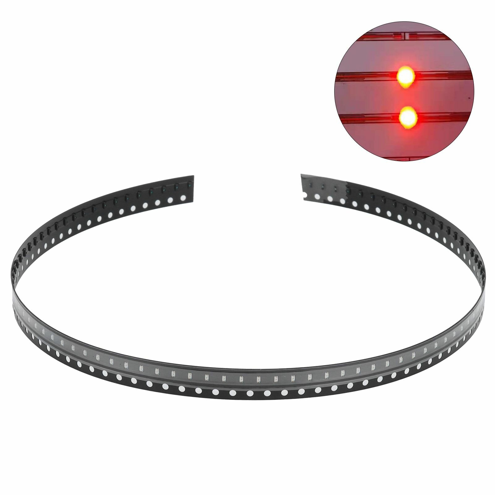 100 SMD светодиодов, низковольтные, для печатных плат (красные).