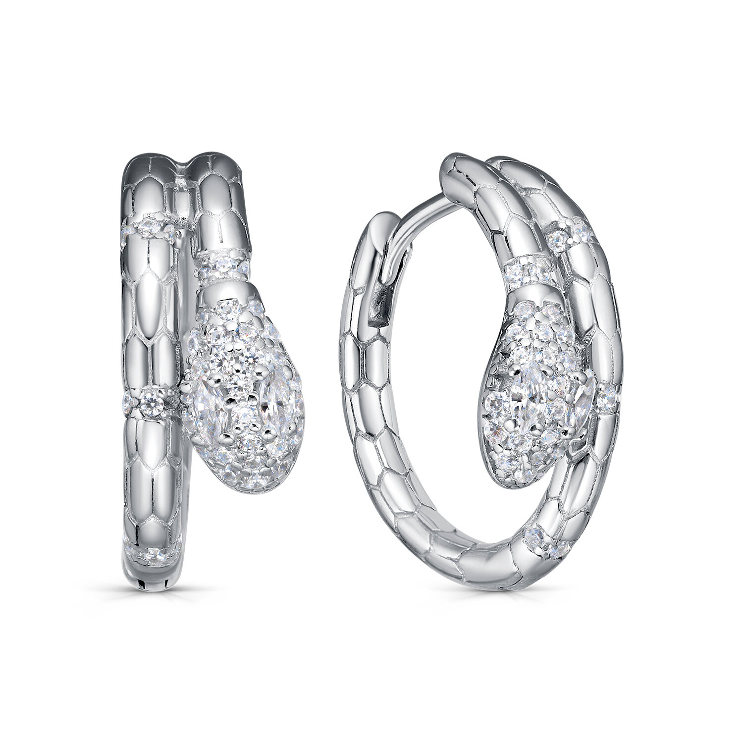 Серьги с подвесками, серебро, 925 проба, родирование, фианит