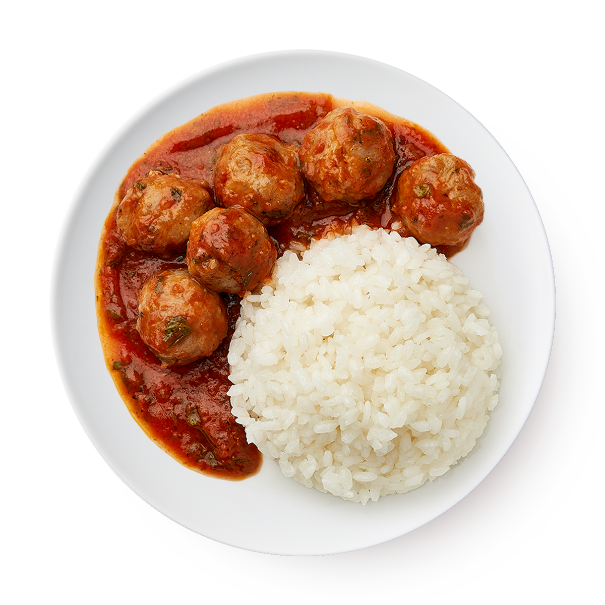 Фрикадельки из говядины и свинины в томатном соусе с рисом «Из Лавки»