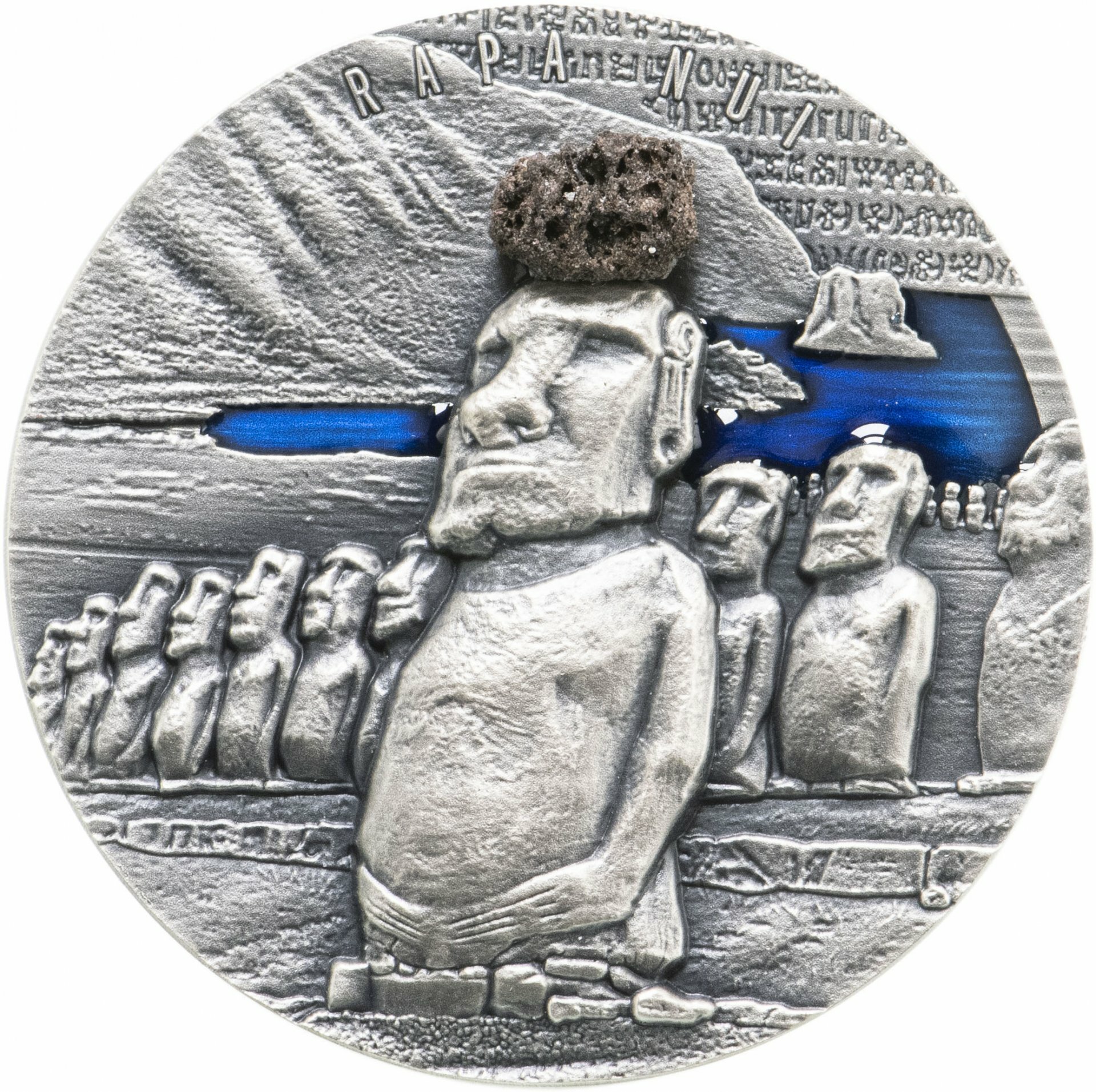 Камерун 2000 франков 2020 "Остров Пасхи" в футляре, с сертификатом, Серебро 999, в сохранности UNC