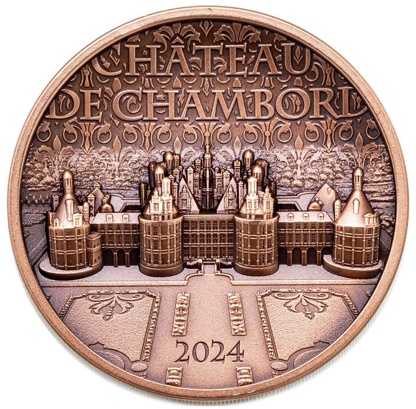 Острова Кука 1 доллар 2024 "Замок Шамбор" в капсуле с сертификатом, Медь, в сохранности UNC