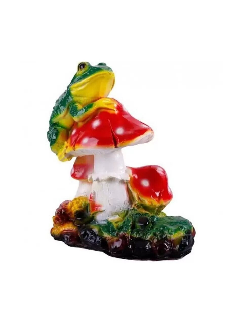 Фигурка Декостек Три мухомора с лягушкой, садовая, 27х25 см, гипсовая