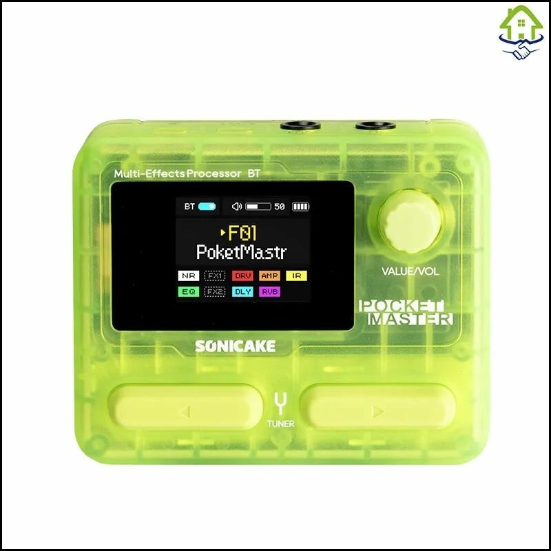 Эксклюзивная электрогитара Sonicake зеленого цвета с эффектом PocketMaster QME10