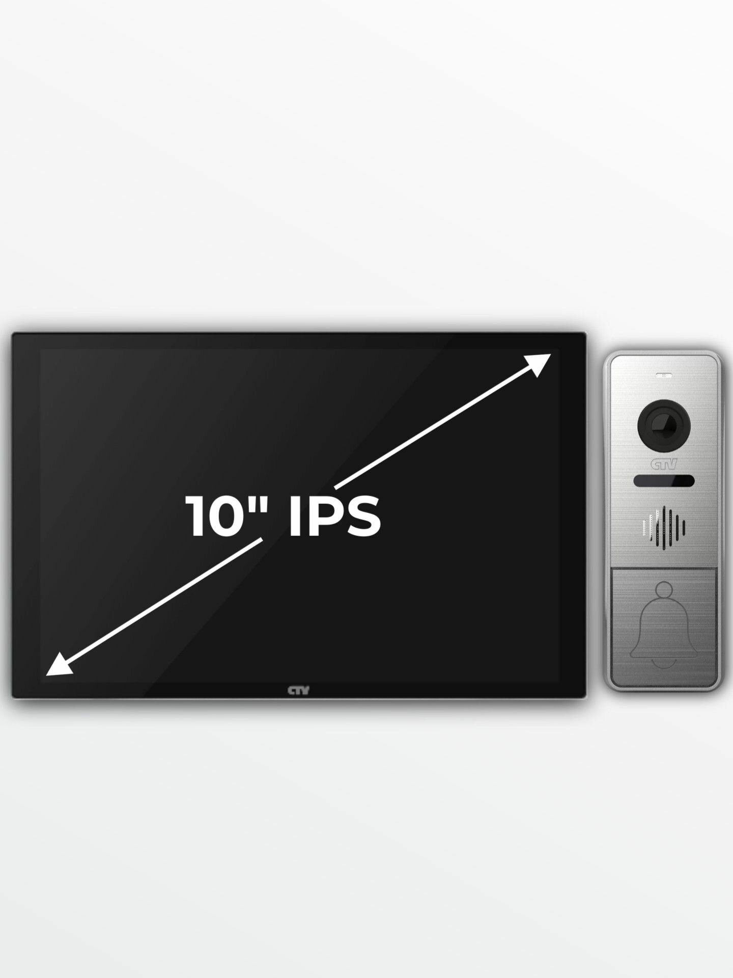 Комплект WiFi видеодомофон для квартиры: монитор 10" CTV-M5121 Q (B) + вызывная панель CTV-D4005 (S), для дома, офиса, Ai-детекция, функция видеорегистратор, подключение к подъездному домофону