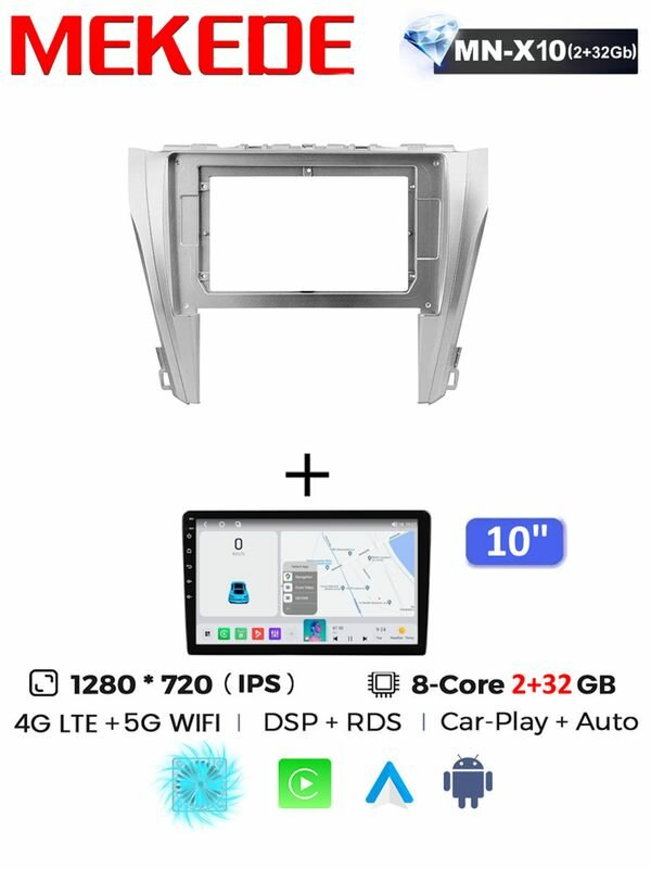 Магнитола 10.2" Mekede MN X10 Pro 2/32 Gb Toyota Camry 7 50 55 2014-2017 (A) carplay