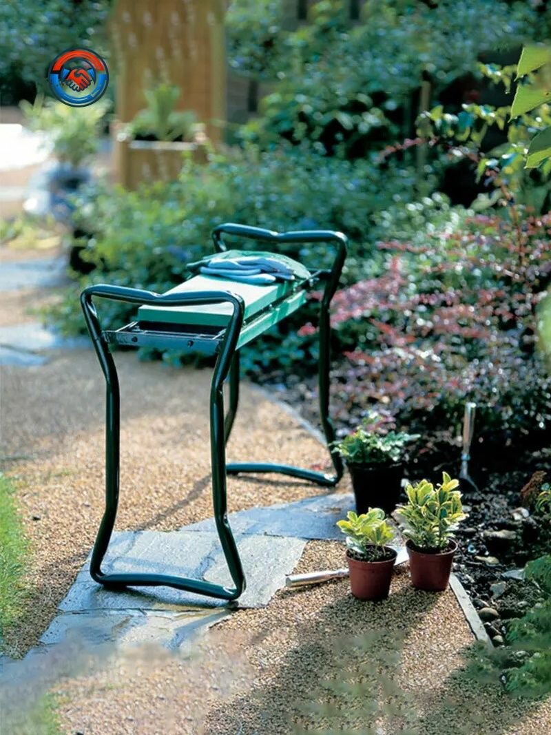 Садовый наколенник 2 в 1, складной стул-скамья с мягким EVA наколенником, боковыми подлокотниками и съемной сумкой для инструментов, портативный помощник для садоводства и отдыха