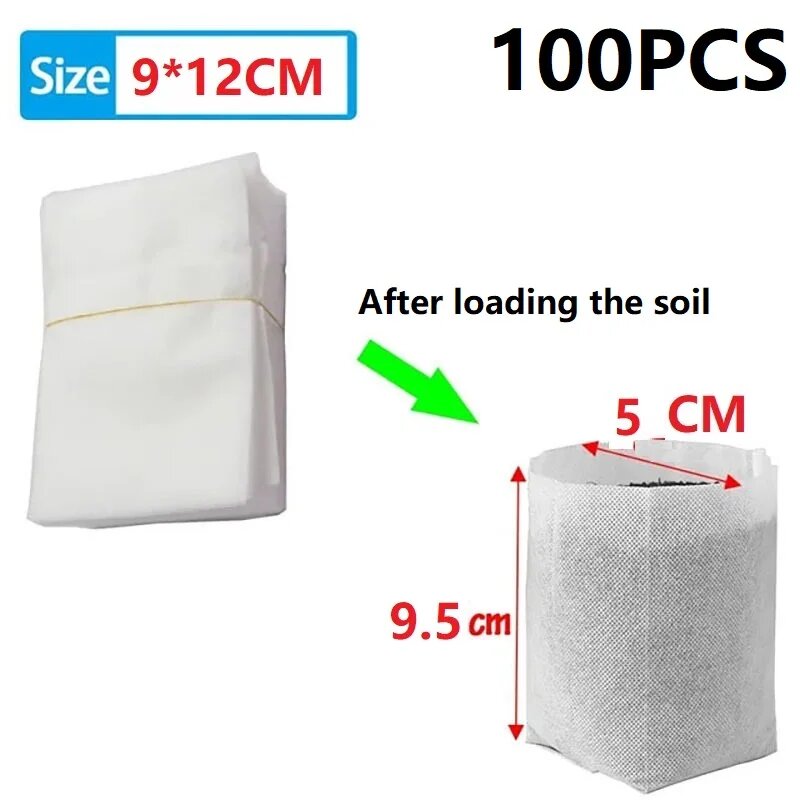 100 шт. биоразлагаемый нетканый мешок для выращивания растений, детские стартовые горшки для семян для дома, сада, цветы, овощи, садовые аксессуары