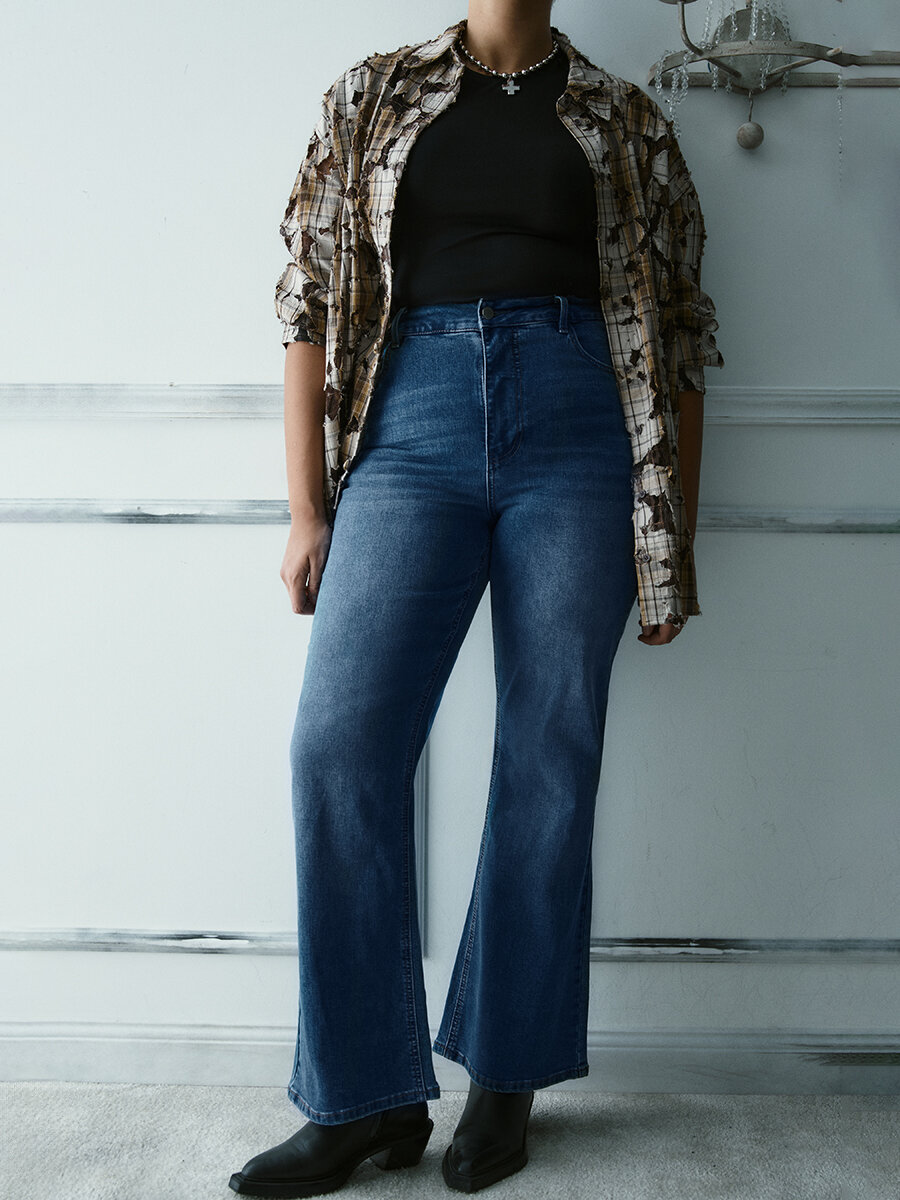 Джинсы клеш Plus size 