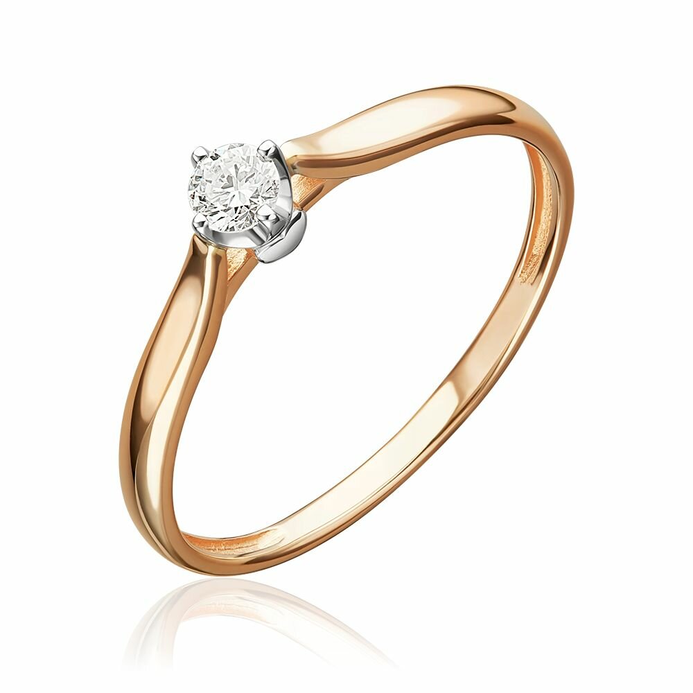 Кольцо помолвочное, комбинированное золото, 585 проба, родирование, бриллиант