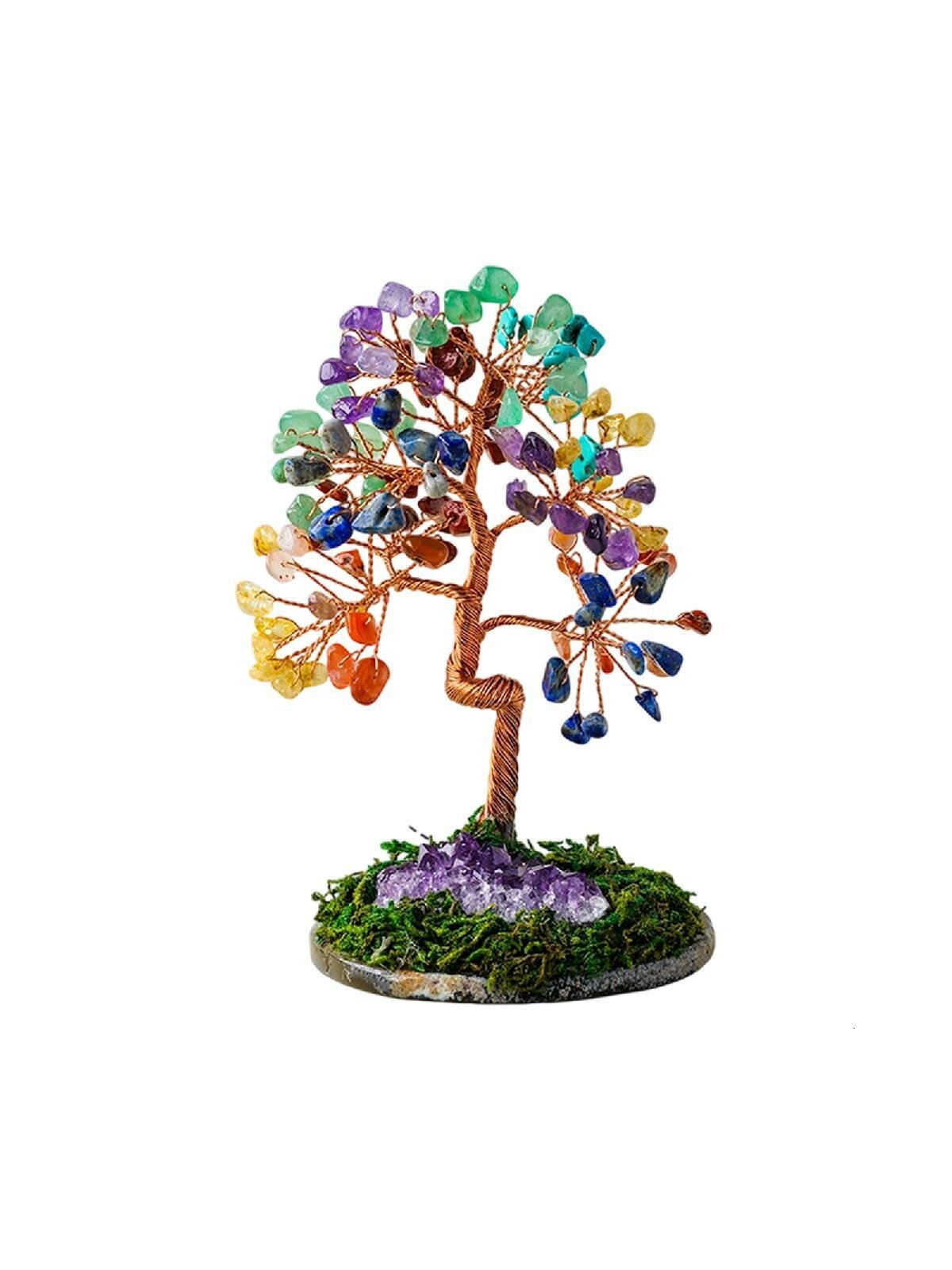 Хрустальное Денежное Дерево Украшение Из Драгоценных Камней Скульптура Ручной Работы Домашний Офис Столешница Фэншуй Бонсай Орнамент Подарок