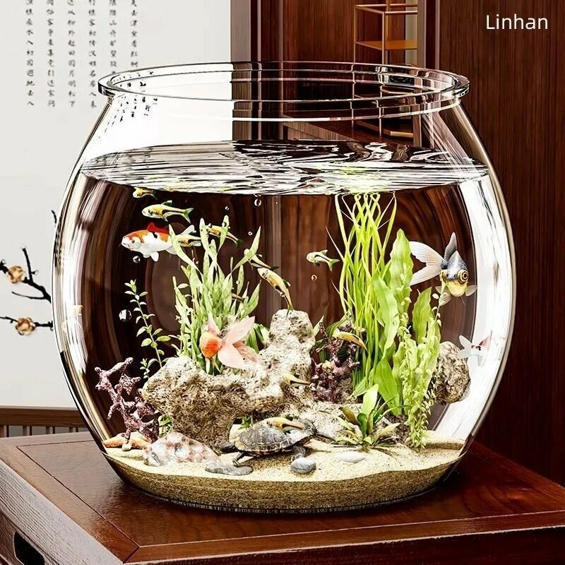 Круглый аквариум 32л с подставкой белый 49