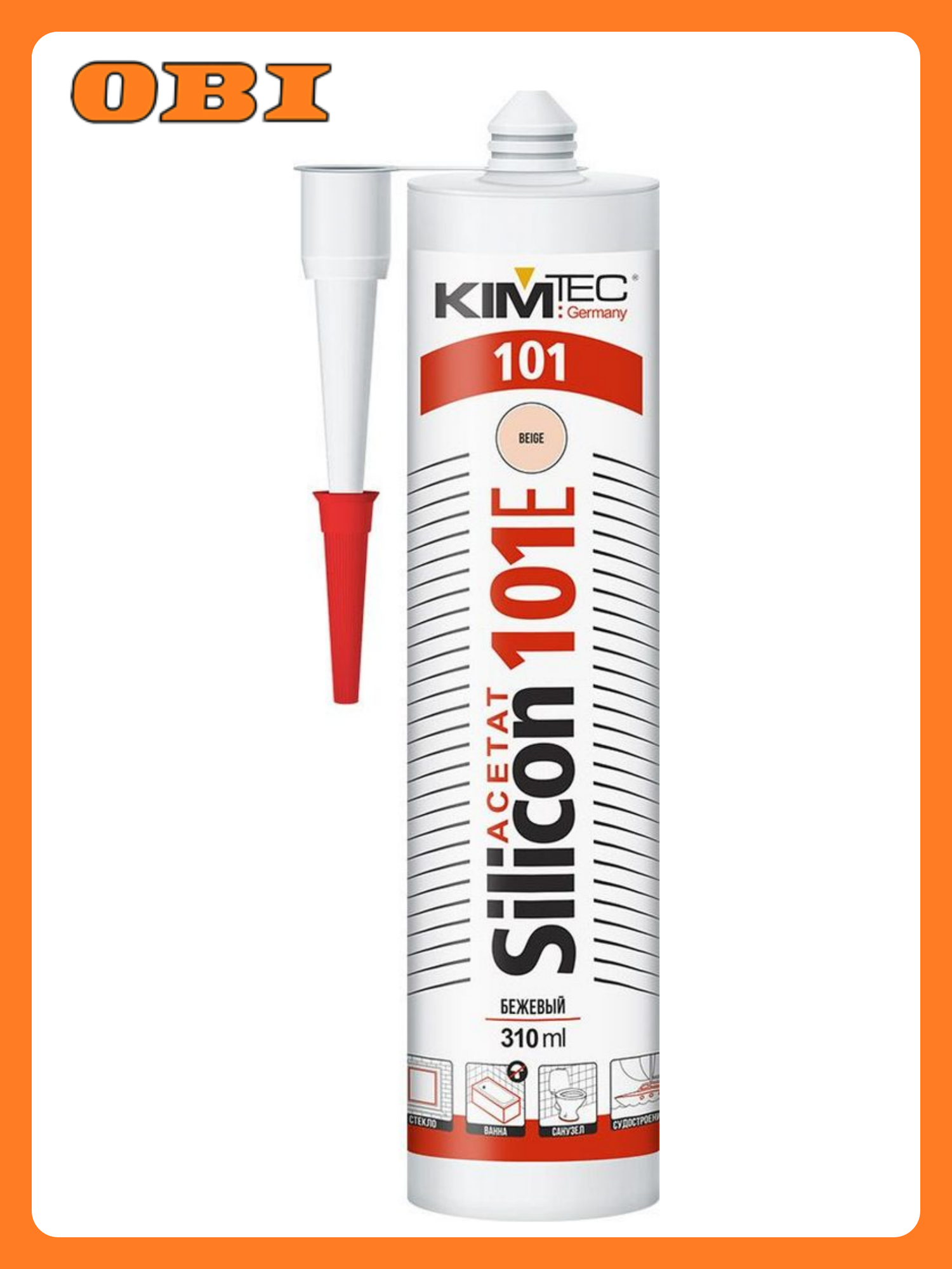 Герметик силиконовый универсальный KIM TEC 101E бежевый 310 мл