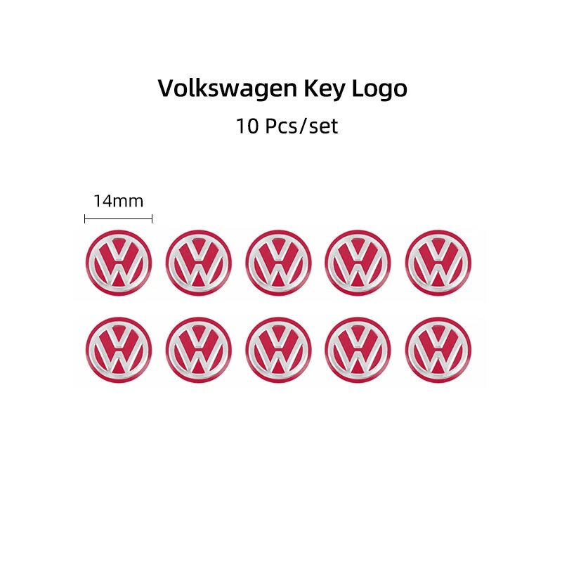 Логотип VW для ключей, 14 мм, 10 шт, красный