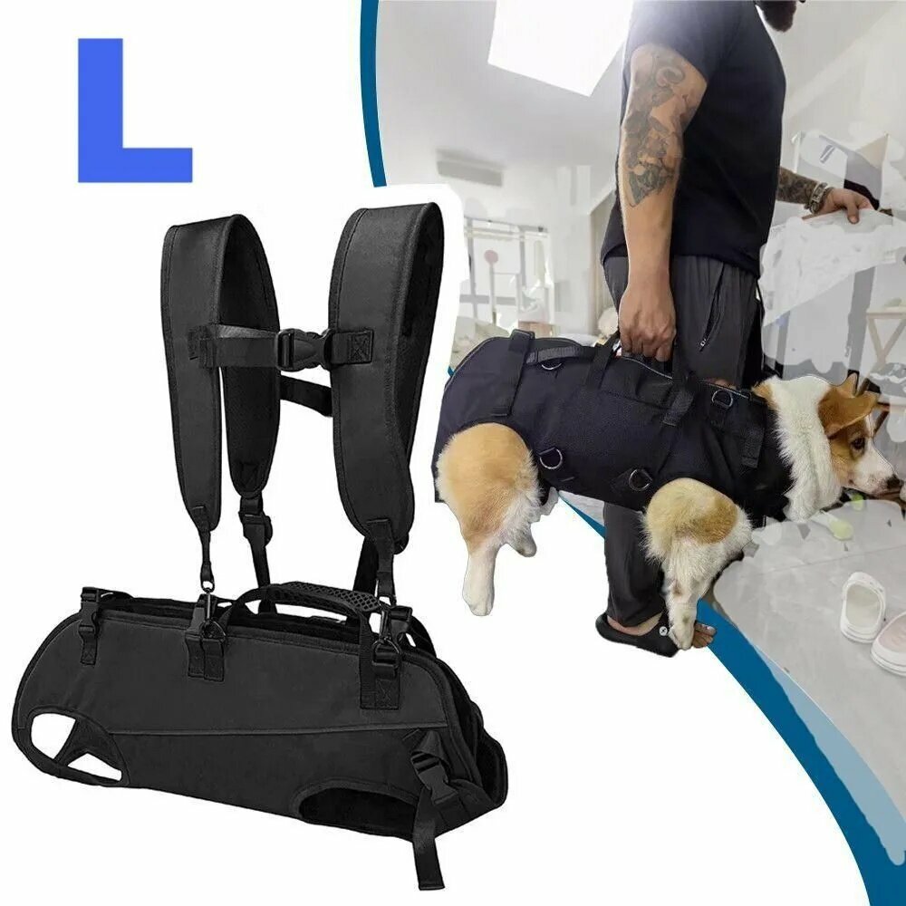 Переноска рюкзак для собак мелких и средних пород и кошек , слинг для животных , переноска для собак рюкзак(сумка - кенгуру), Черный, L