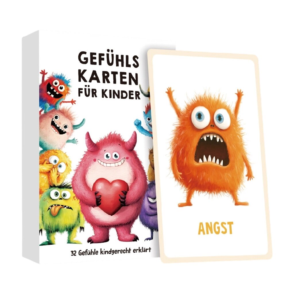 Игрушка,1 коробка эмоциональных карточек, 32 детские эмоциональные карточки с милыми монстрами, карточки для изучения эмоций животных -Немецкий для детей