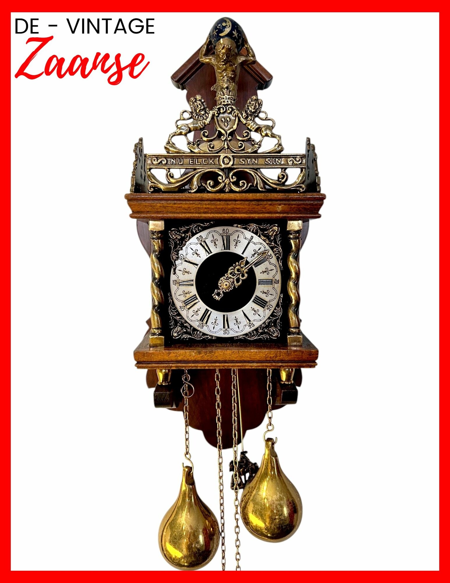 Часы настенные Zaanse Clock, механические, винтаж. Голландия