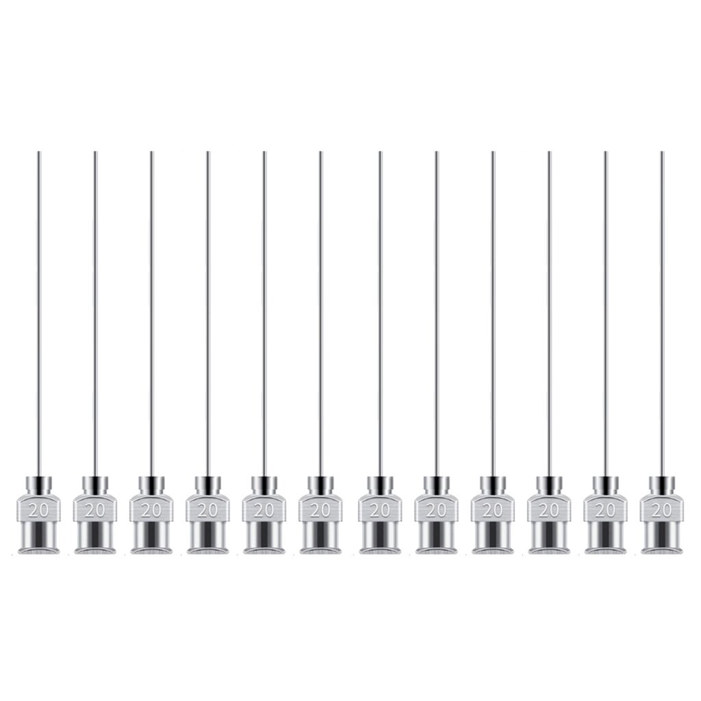 Упаковка из 12 точных дозирующих игл из нержавеющей стали длиной 50 мм для плавного и точного нанесения клея при выполнении сложных задач