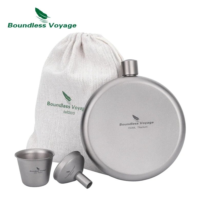 Boundless Voyage Титановая фляга 150 мл 150ml Flask 15ml Cup