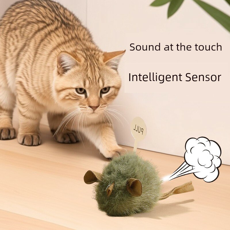 Игрушка для кошек, пищащая мышка со смарт-сенсором, легким прикосновением, звуком, плюшевой имитацией мыши, игрушкой