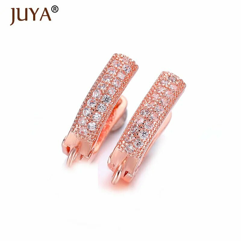 Juya Сережки-крючки rose gold с кристаллом