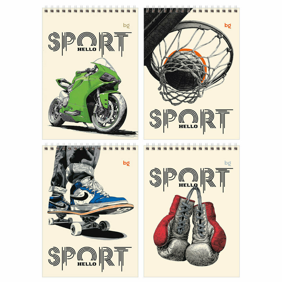 Блокнот А5 40л. на гребне BG "Hello sport", 16 штук, 384168