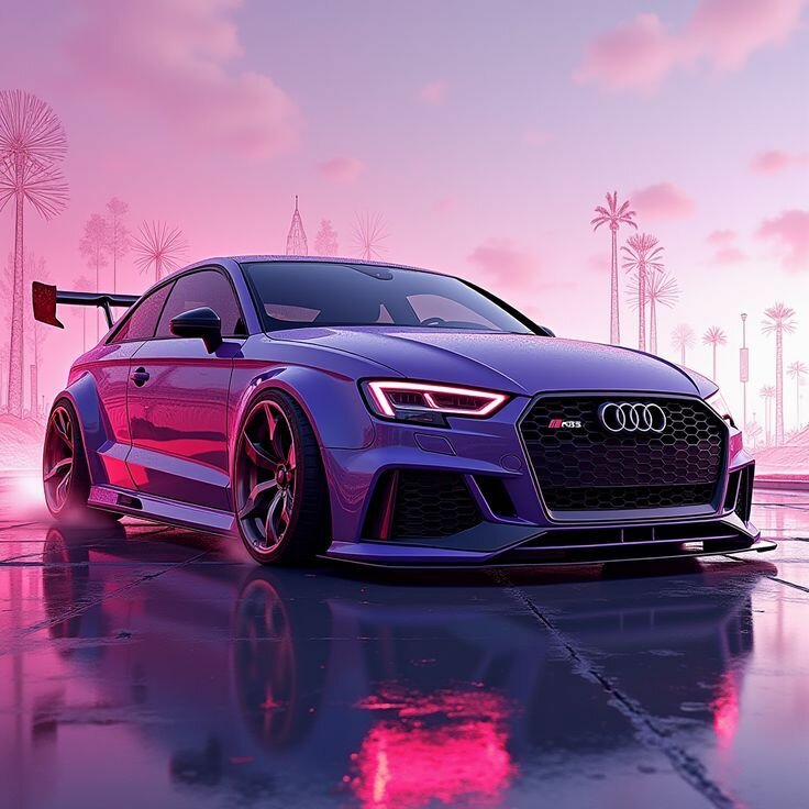 Алмазная живопись "Автомобиль Audi", 5D, круглая, 40x50 см. Произведено компанией Brose Art.
