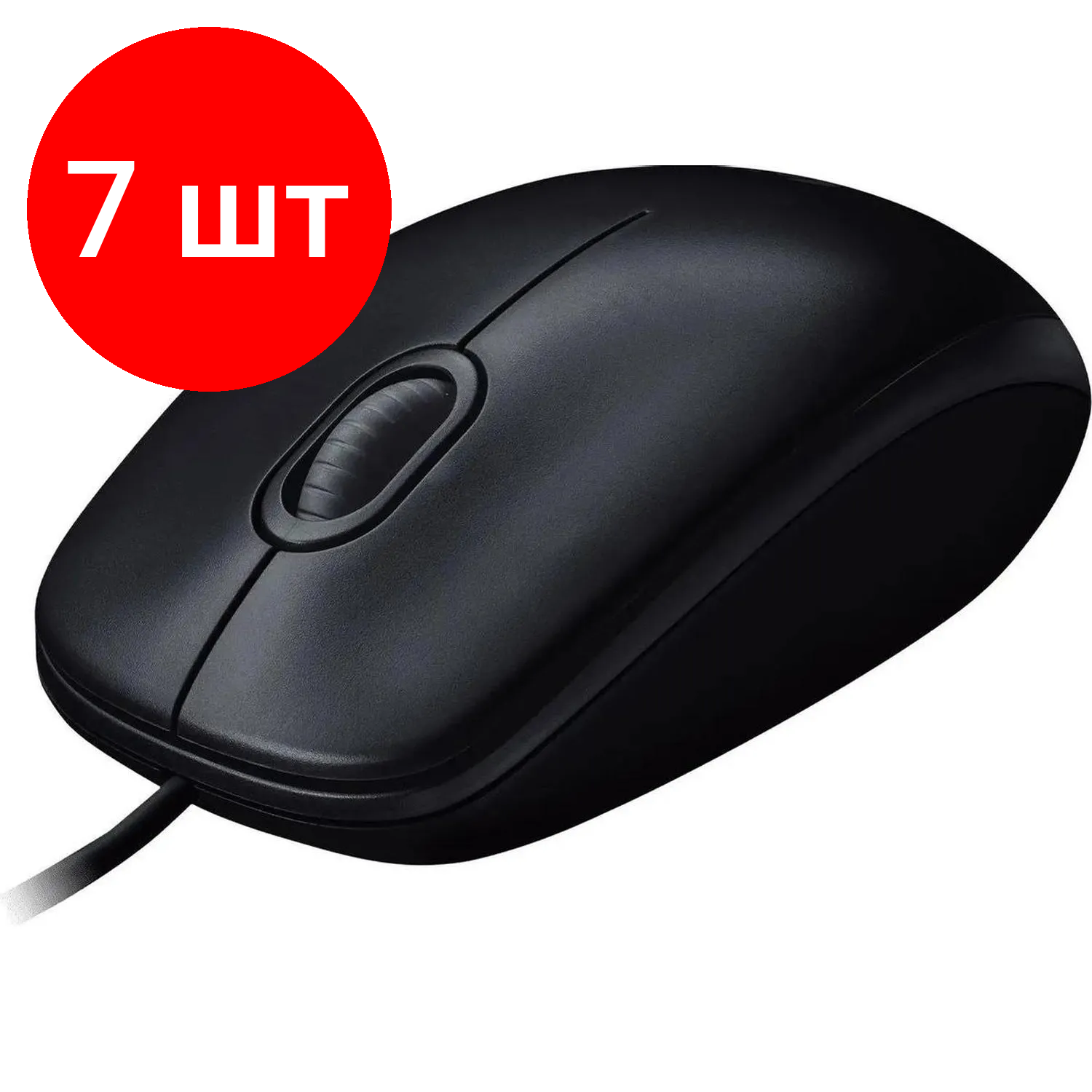 Комплект 7 штук, Мышь компьютерная Logitech Mouse M100, Black, USB, 1000dpi, (910-006652)
