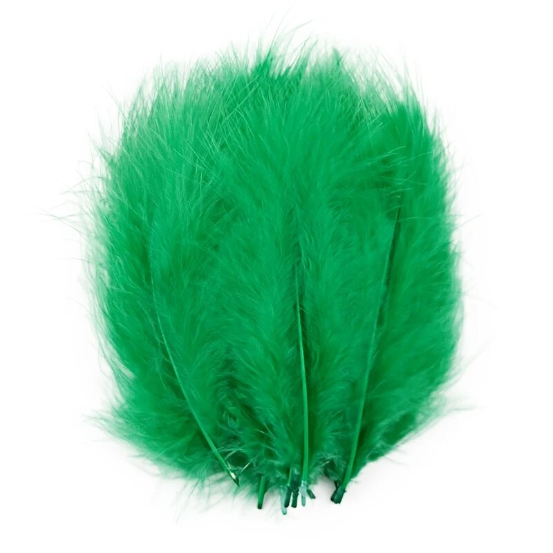 Перья индейки для рукоделия, 20 шт, окрашенные Изумрудный, Grass green
