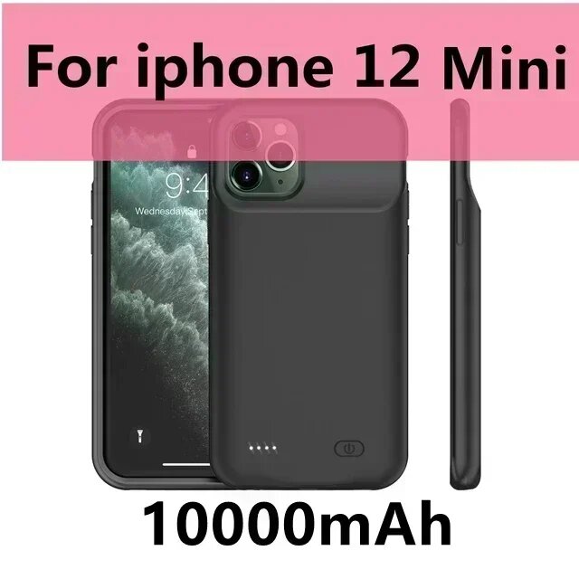 Чехол-аккумулятор емкостью 10000 мАч для Iphone 12 11 14 13 15 16 Pro Max Mini Power Bank, чехол для зарядного устройства для IPhone XS Max XR 7 8 Plus SE3 SE2 For 12 Mini