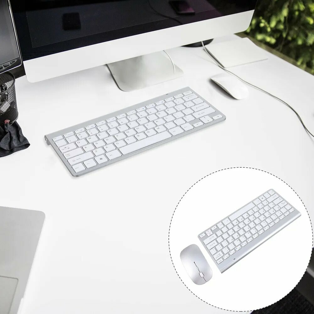 Комплект клавиатура и мышь , серебристый