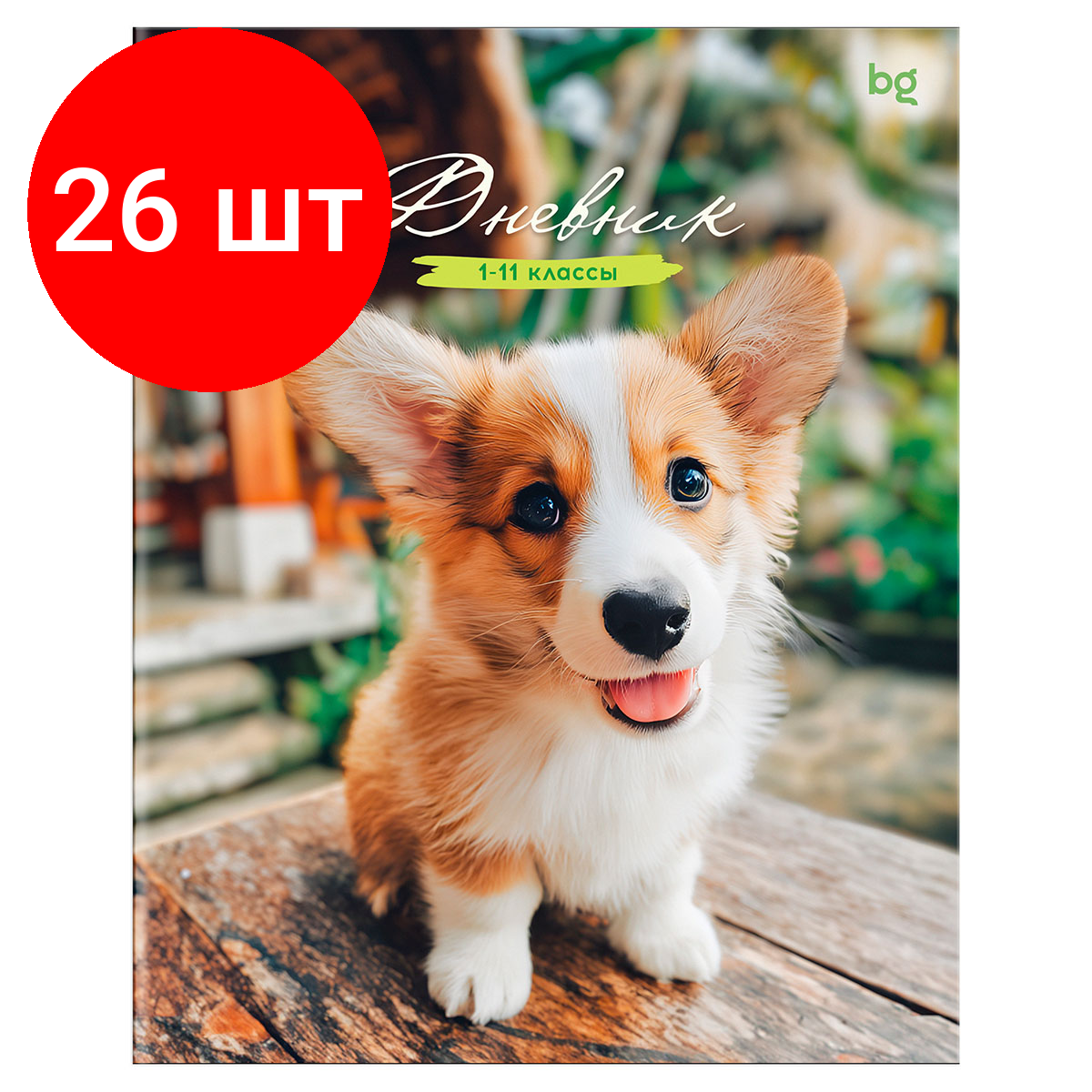 Комплект 26 шт, Дневник 1-11 кл. 48л. на скобе BG "Корги"