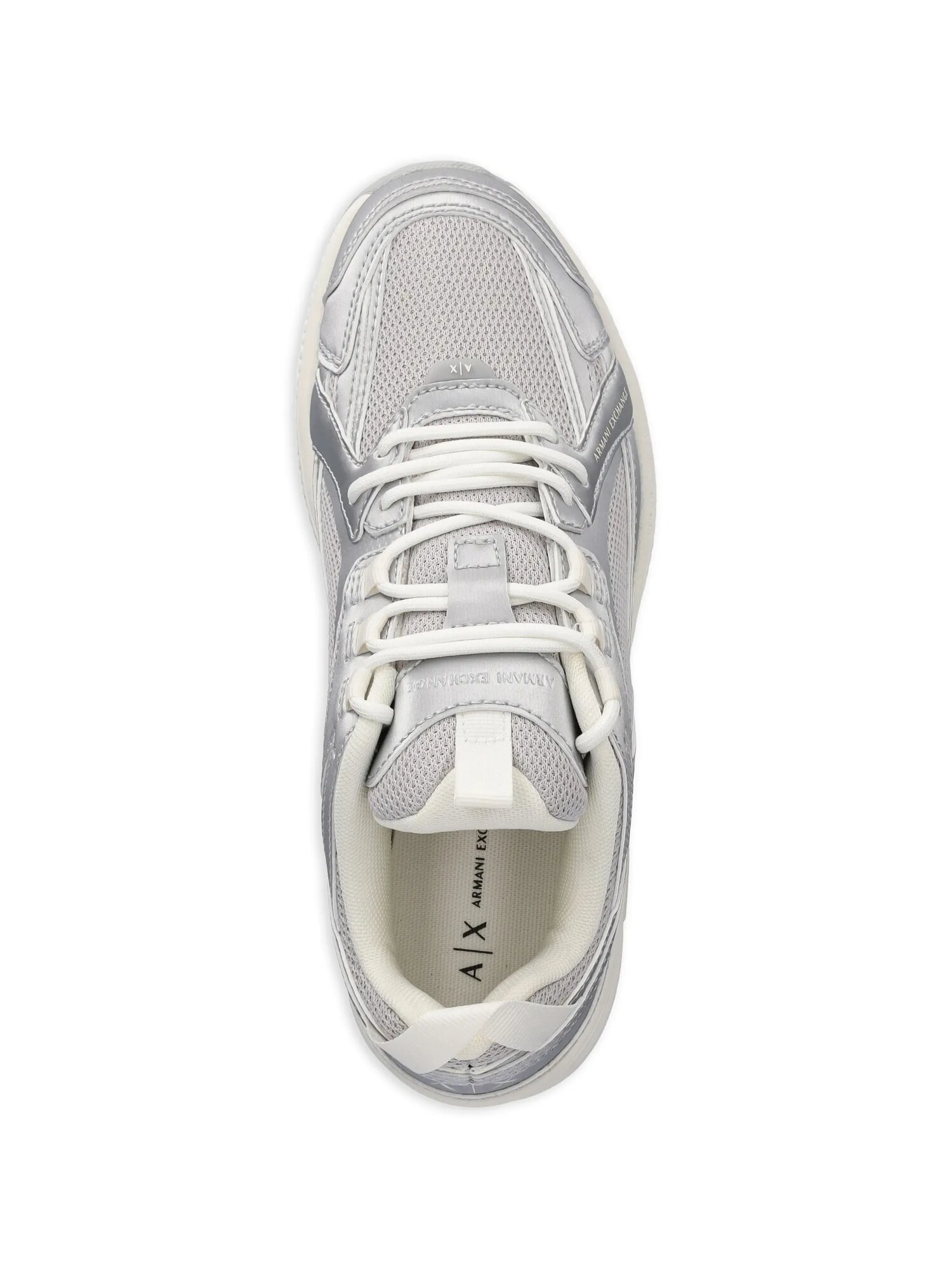 Кроссовки Armani Exchange Metallic panelled trainers, размер 36, Silver — фото 1