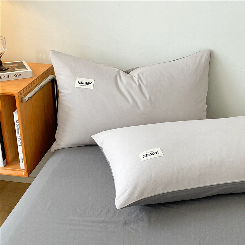 Японский стиль, пара наволочек из чистого хлопка класса А, окрашенные в пряже, стираный хлопок, полная хлопковая наволочка 48x74 см, чехол для одной подушки