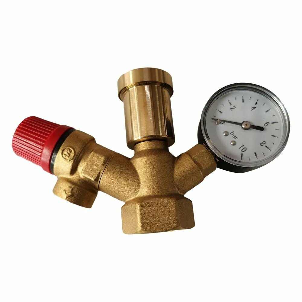 Предохранительный клапан котла DN25 с манометром, для систем отопления и горячего водоснабжения, сброс давления до 6 бар