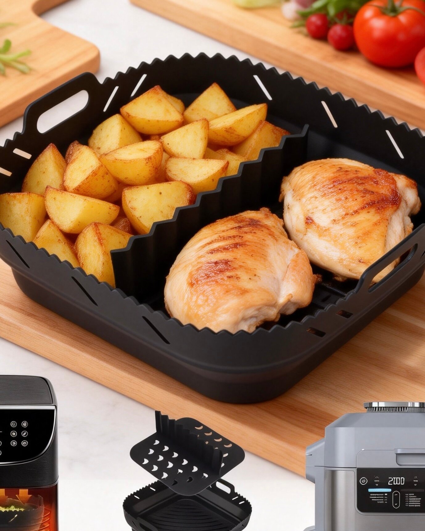 Форма для выпечки "Аэрогриль", силикон, жаропрочная, прямоугольная, 22х22х7,8 см